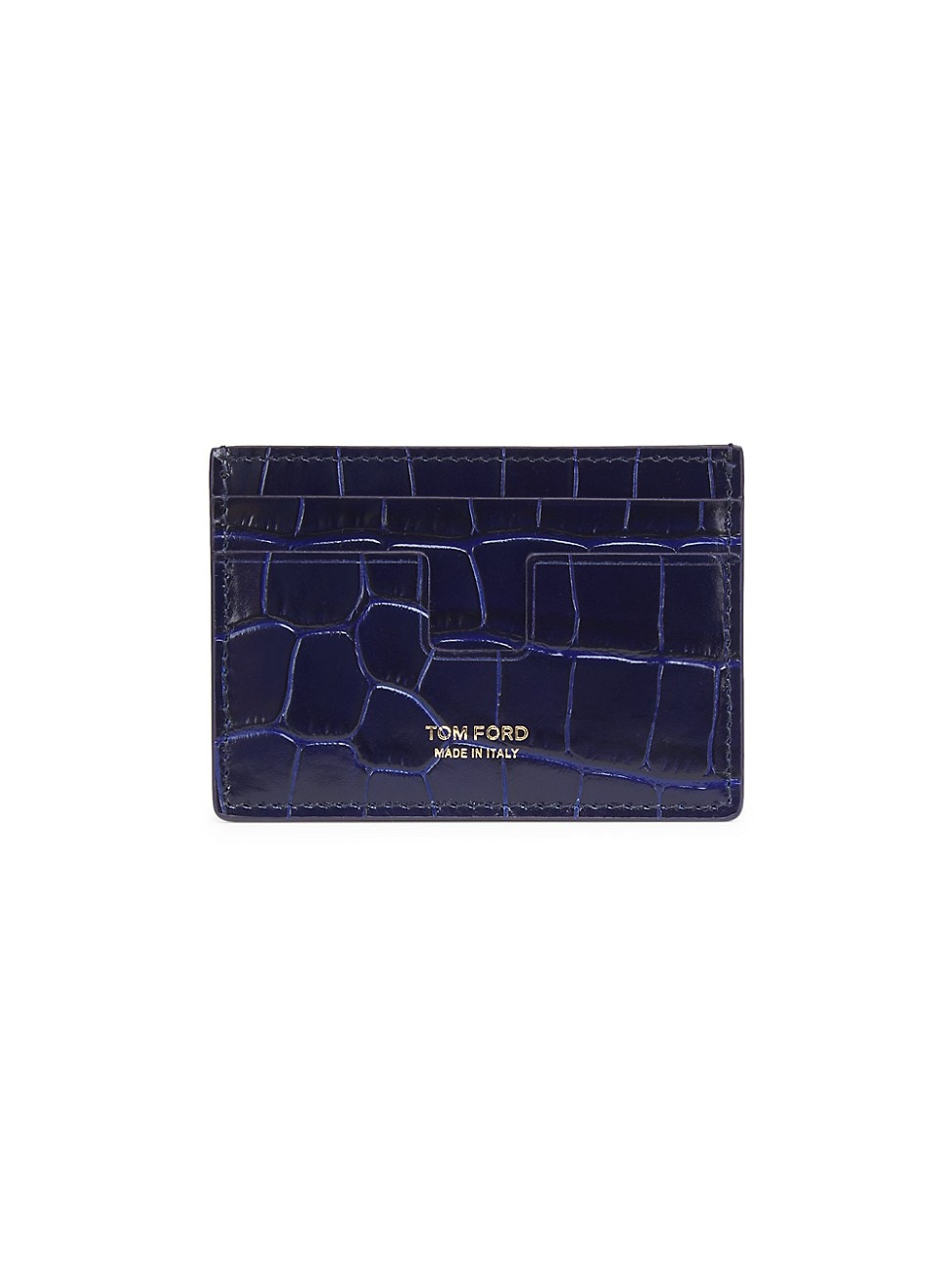 Tom Ford Croc-Embossed Leather Money Clip Cardholder - Royal Blue